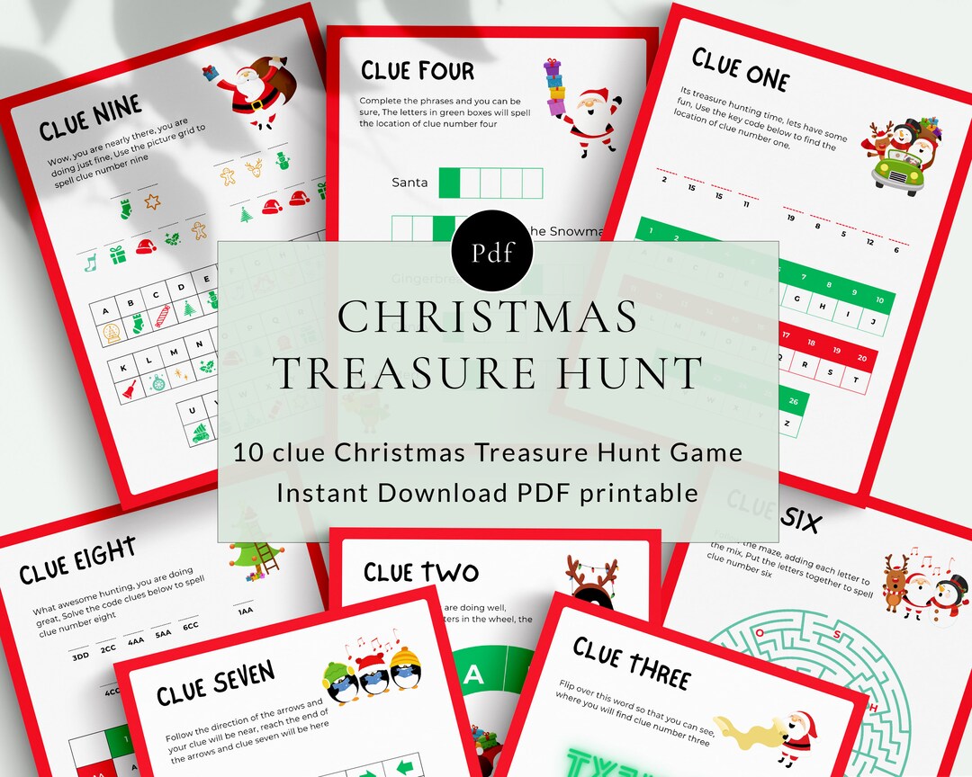 Christmas Treasure Hunt for Older Kids, Christmas Scavenger Hunt Clues ...