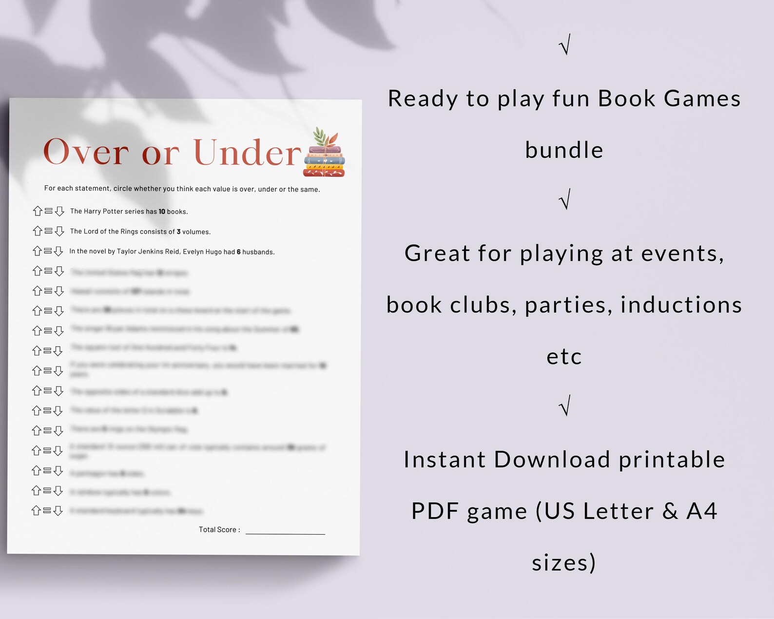 Book Club Games, Book Club Icebreaker Games, Bookclub Party Games, Book ...