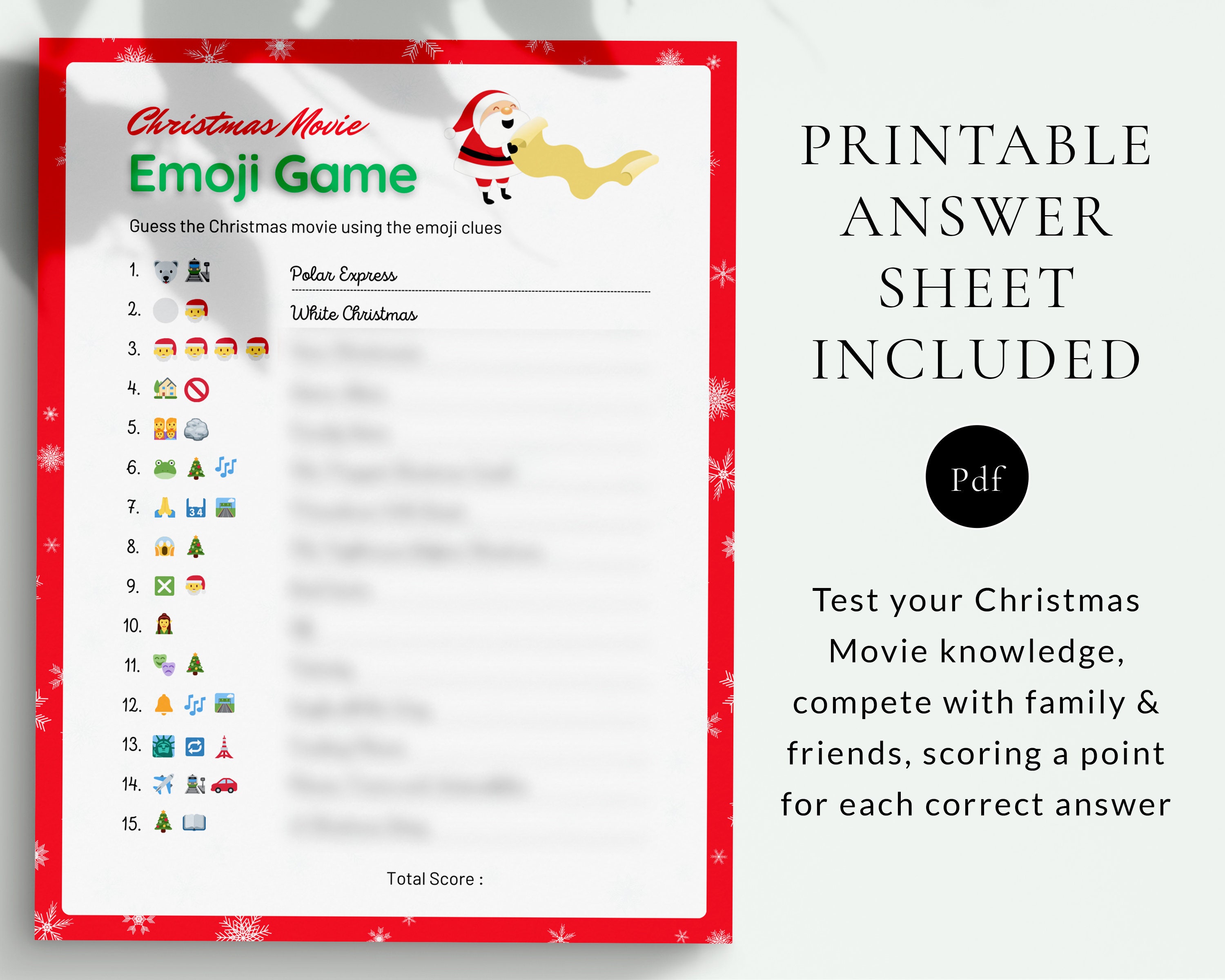 Christmas Movie Emoji Game Printable, Christmas Quiz Questions, Emoji ...