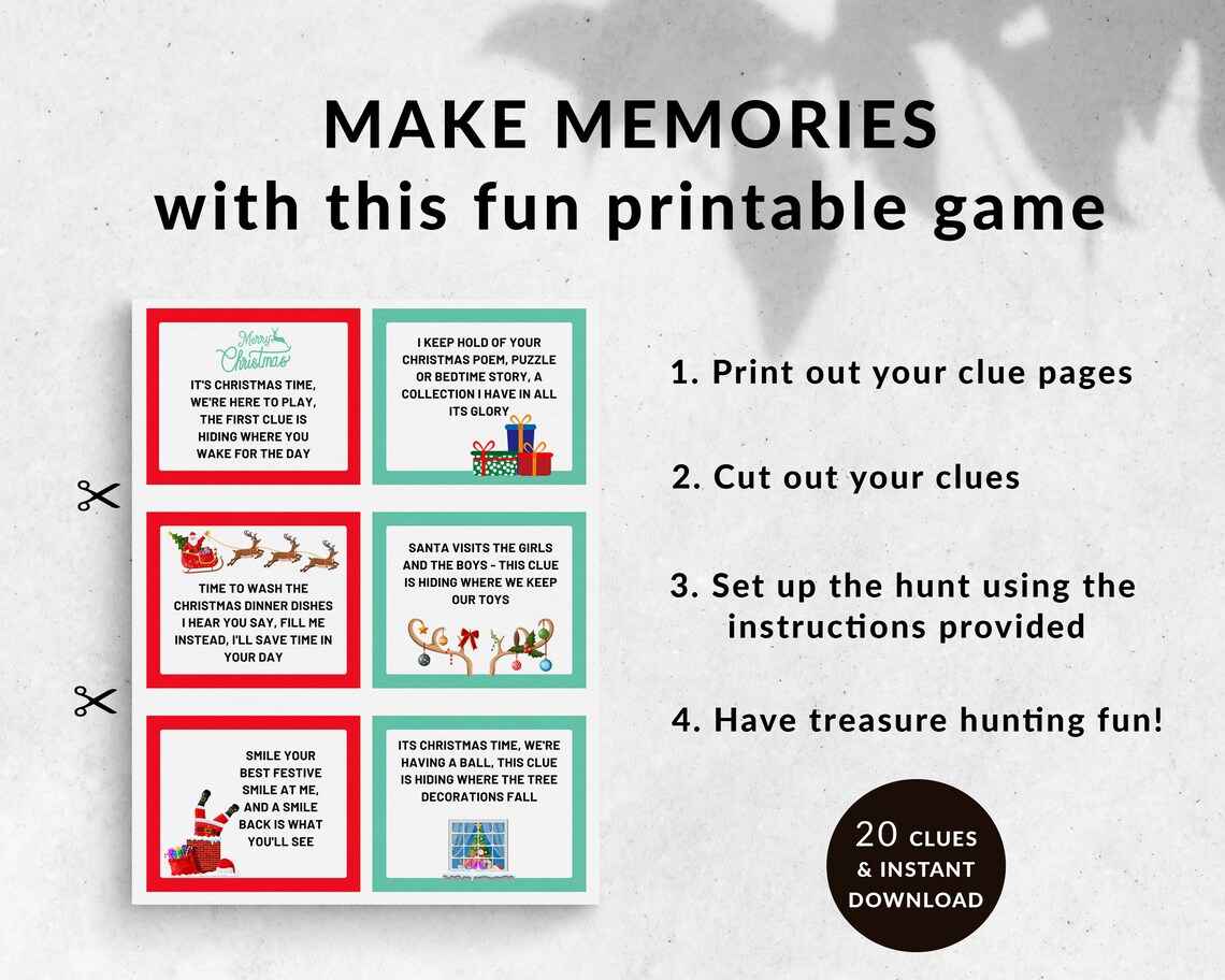 Christmas Treasure Hunt Game Printable Christmas Party Games Ideas ...