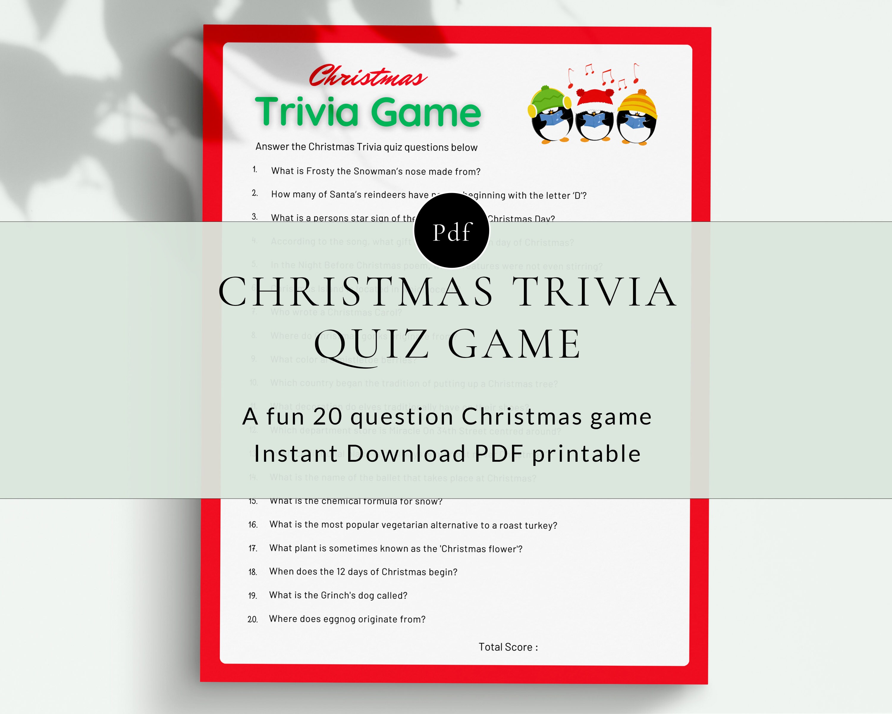 Printable Christmas Quiz, Family Christmas Games, Christmas Party Games ...