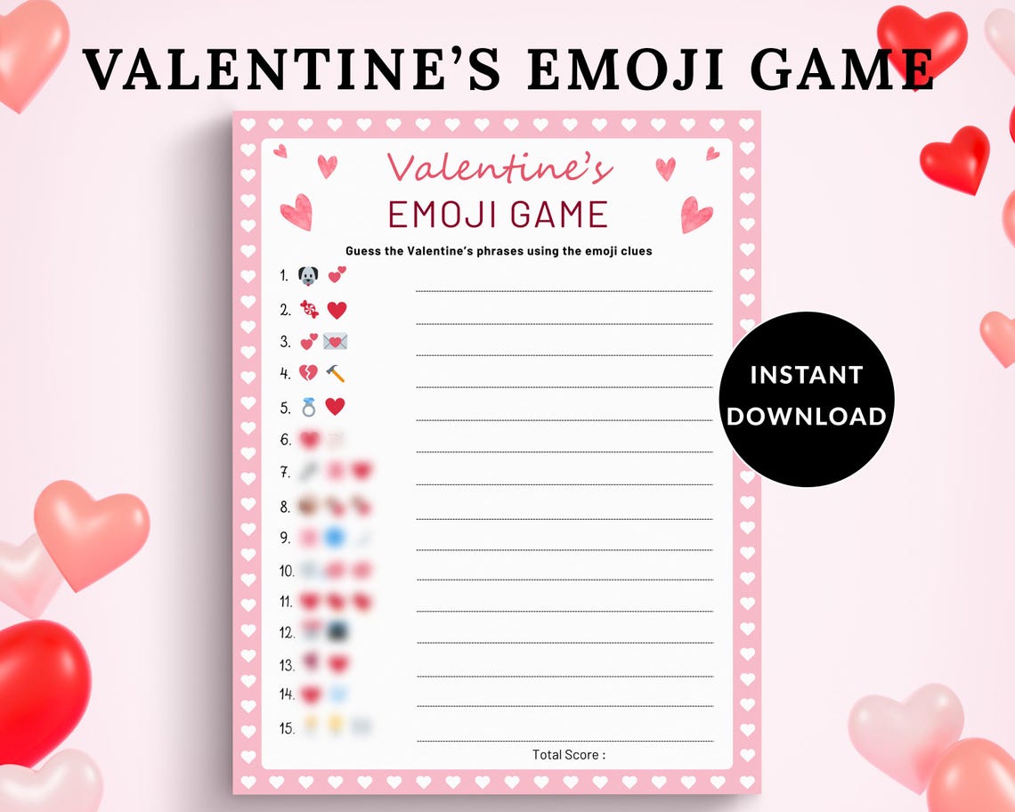 Valentine's Day Emoji Game, Valentine's Day Activity, Valentine's Day ...