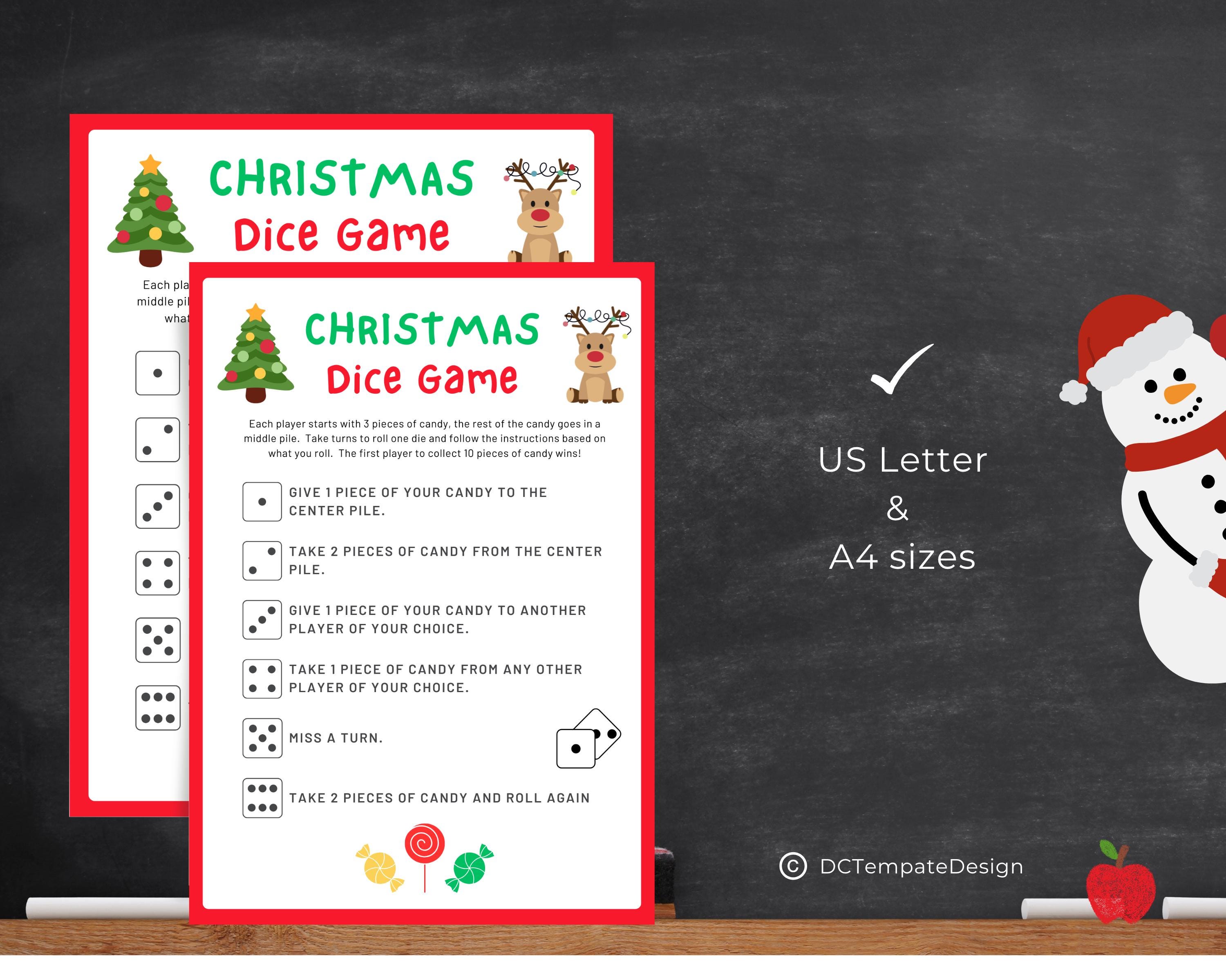 Christmas Candy Dice Game, Christmas Family Game, Christmas Printable ...