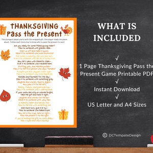 Thanksgiving Pass the Present Game, Thanksgiving Game for Adults Kids ...