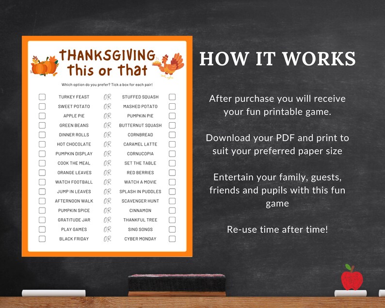 Thanksgiving This or That Game, Thanksgiving Game for Kids ...