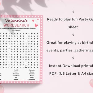 Valentines Day Word Search Game, Valentines Day Activity, Valentines ...
