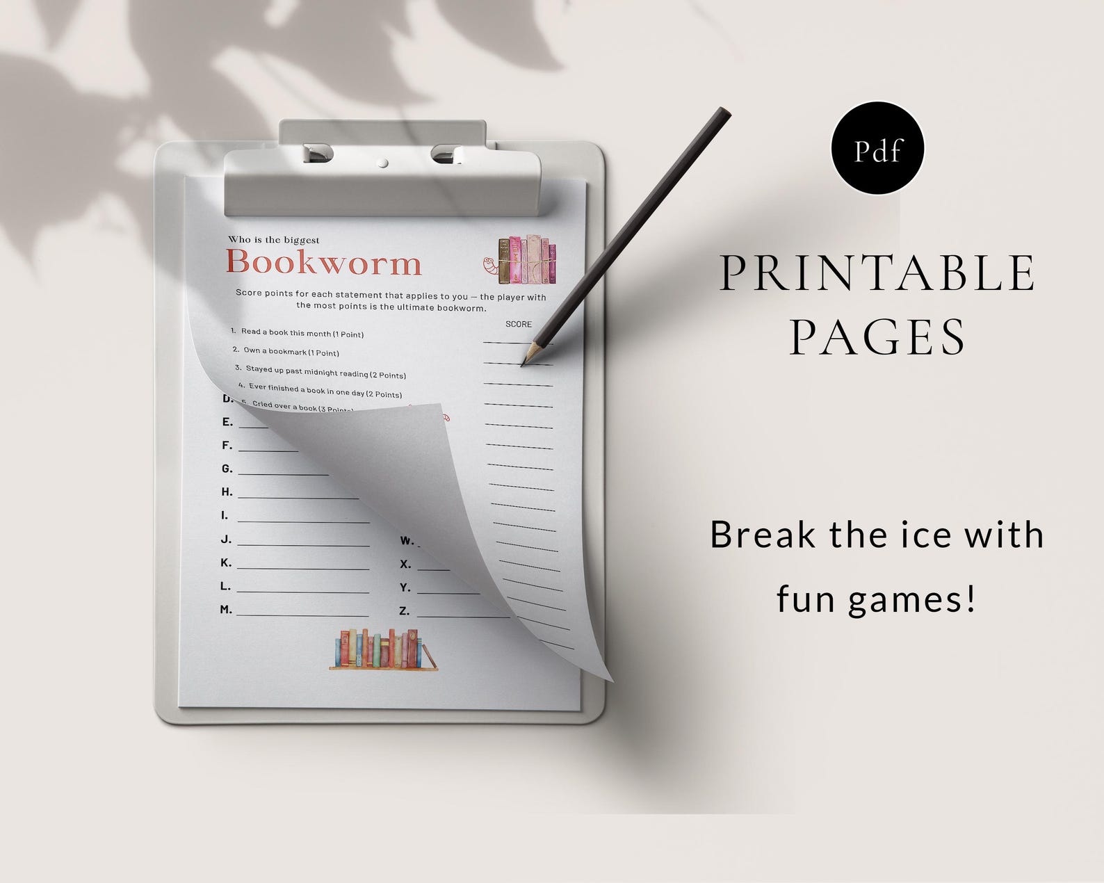 Book Club Games, Book Club Icebreakers, Book Club Activity, Printable ...