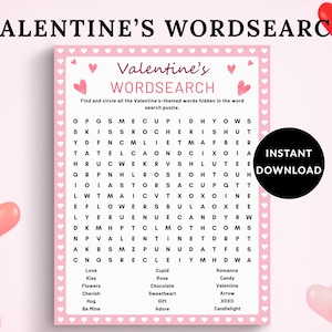 Valentines Day Word Search Game, Valentines Day Activity, Valentines ...