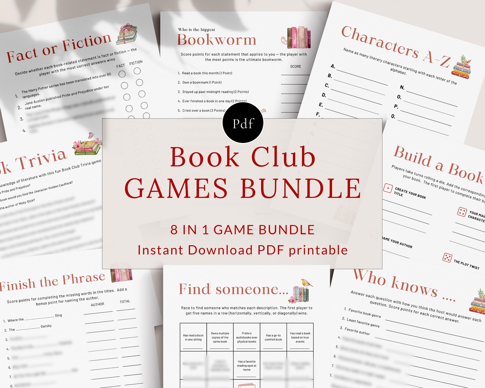 Book Club Game Bundle, Book Club Ice Breakers, Book Club Activities ...