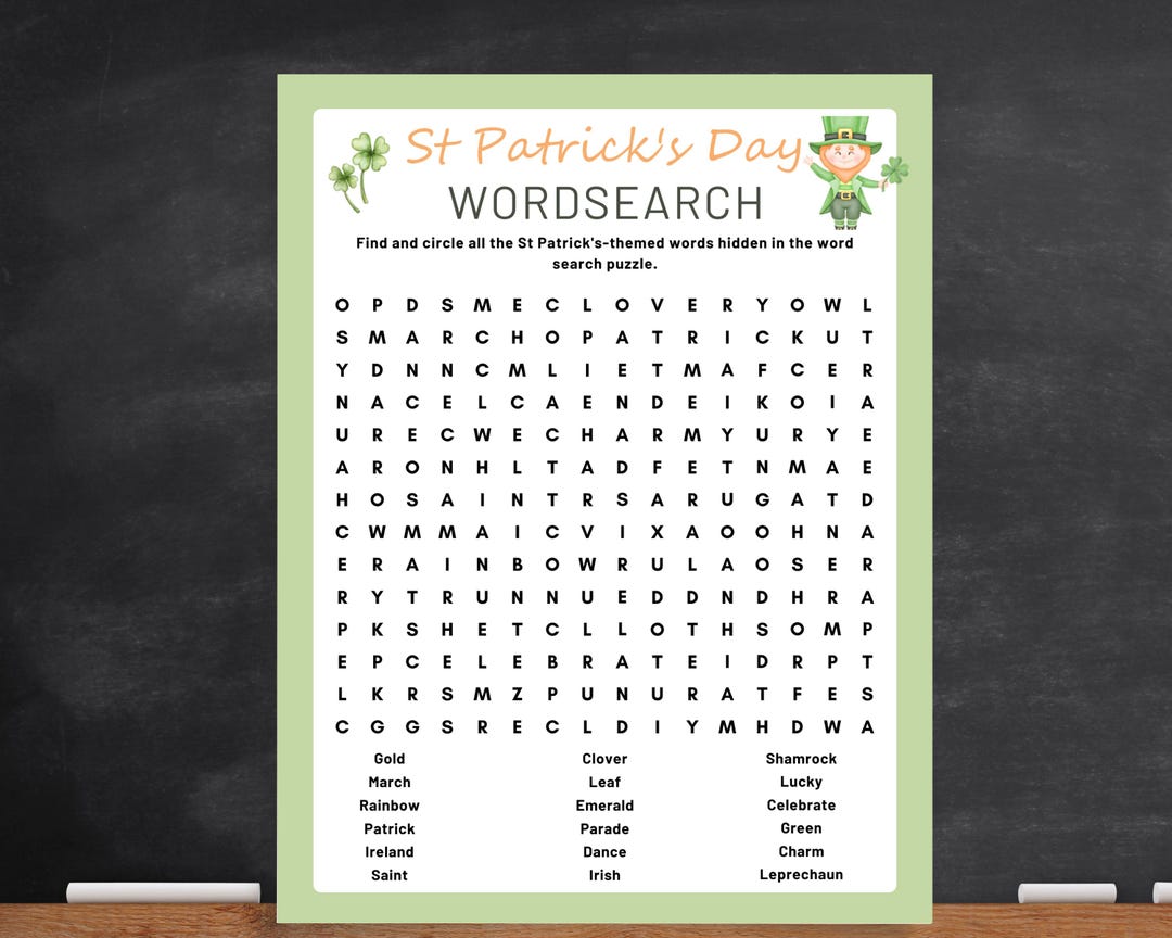 St Patricks Day Word Search Game, St Patricks Day Activity, St Paddys ...