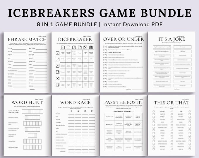 Icebreaker Games Bundle Printable Conversation Cards Dinner Party ...