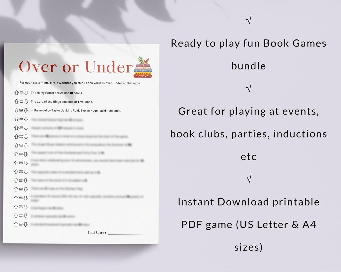 Book Club Games, Book Club Icebreakers, Bookclub Party Games, Book ...