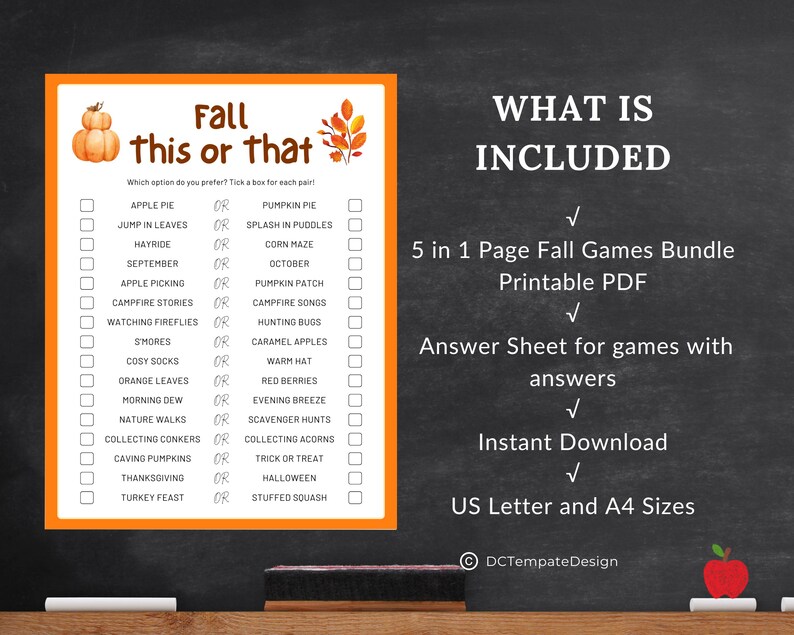 Fall Games Bundle, Autumn Party Games, Printable Games Fall, Fall Party ...
