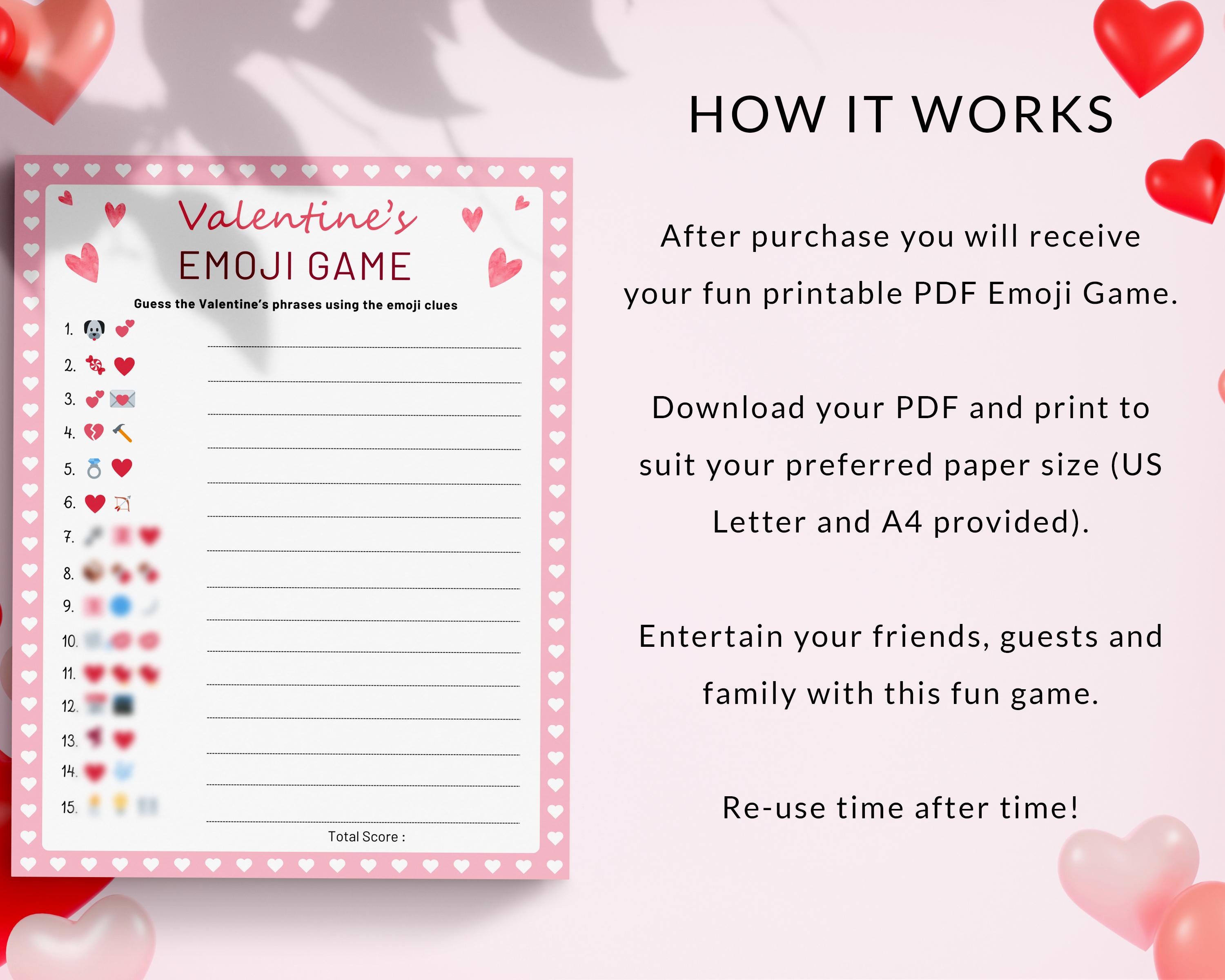 Valentine's Day Emoji Game, Valentine's Day Activity, Valentine's Day ...