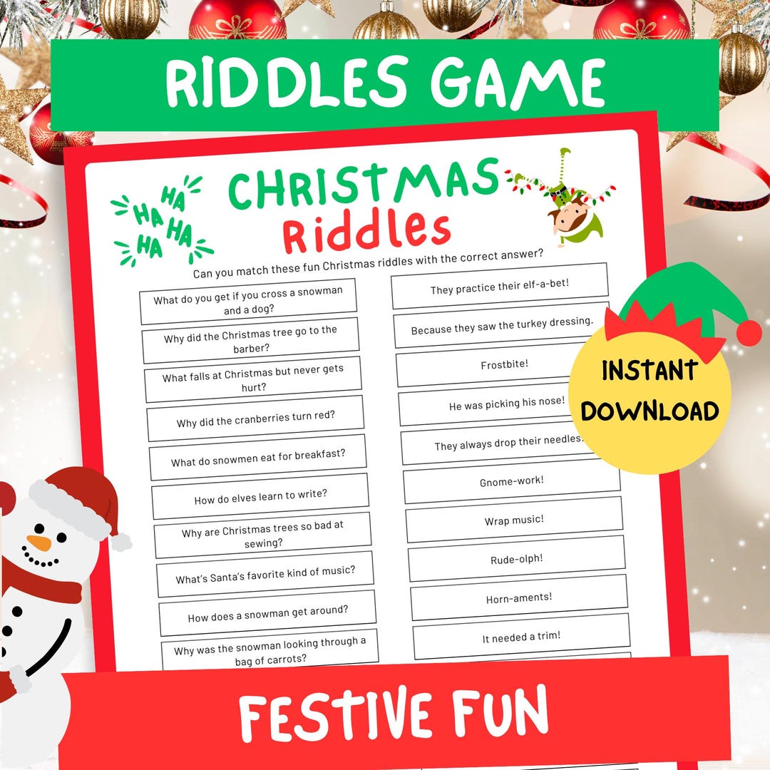 Christmas Riddles Printable Game, Funny Jokes for Kids, Teens ...