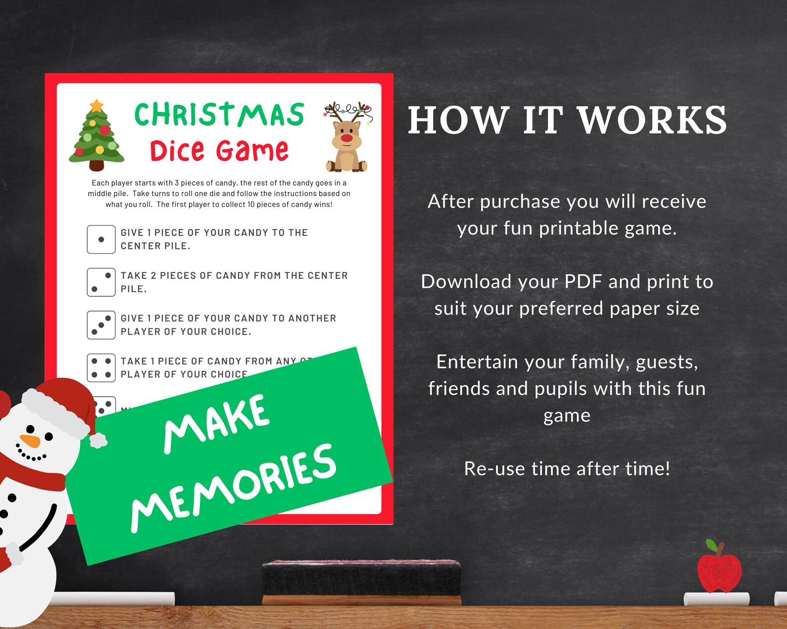 Christmas Candy Dice Game, Christmas Family Game, Christmas Printable ...