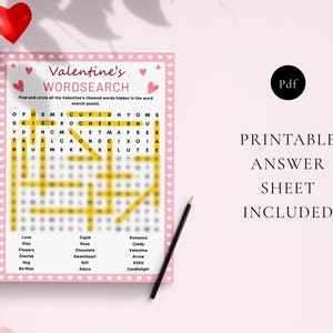 Valentines Day Word Search Game, Valentines Day Activity, Valentines ...