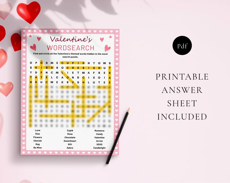 Valentines Day Word Search Game, Valentines Day Activity, Valentines ...