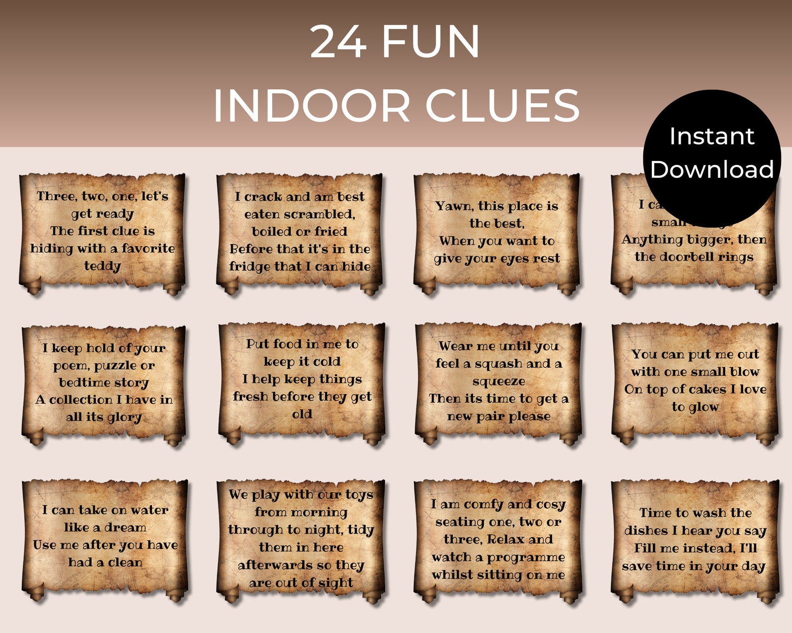 Indoor Scavenger Hunt Clues Scavenger Hunt Game Home Scavenger Hunt ...