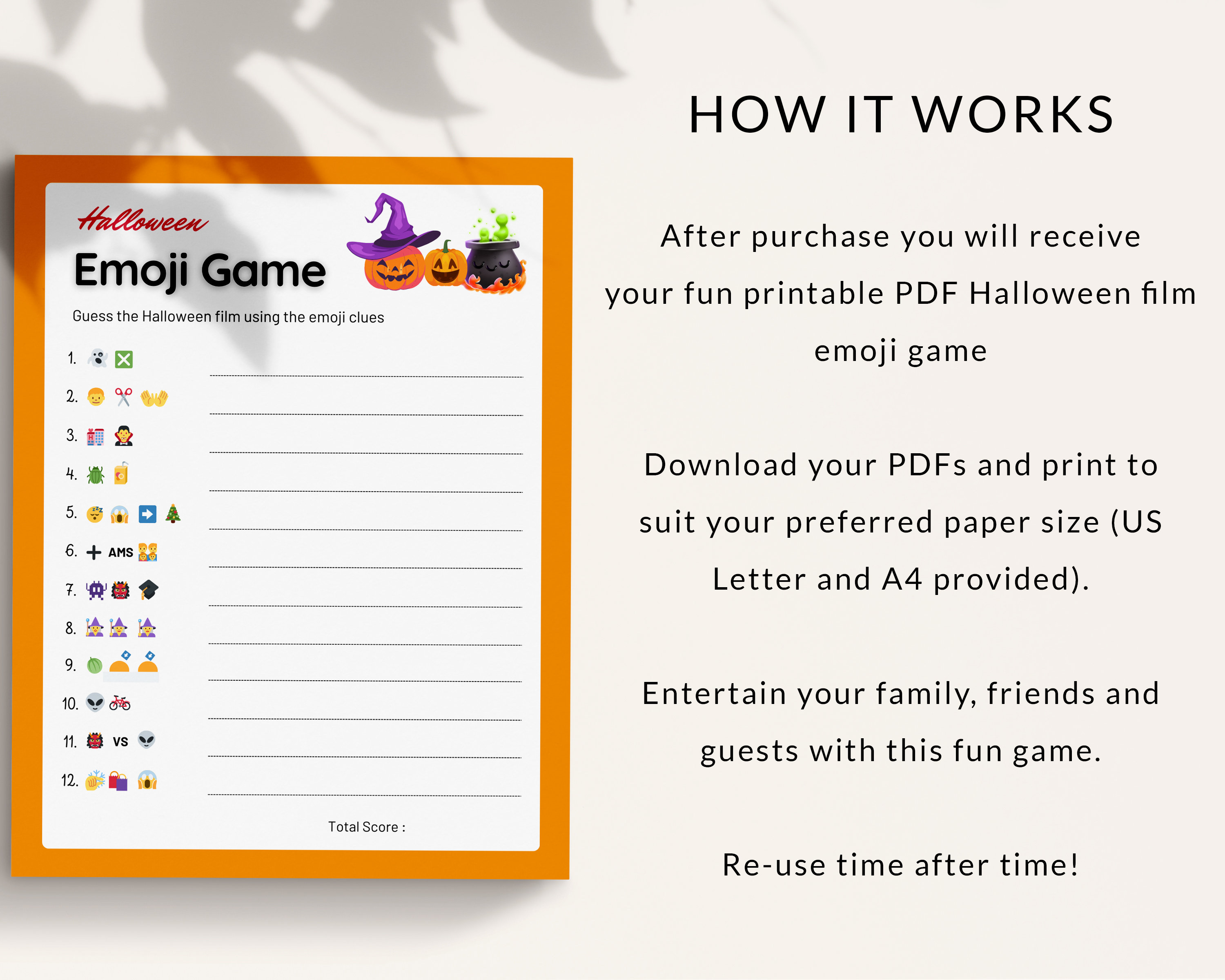 Halloween Emoji Game Sheet, Halloween Movie Quiz, Halloween Games for ...