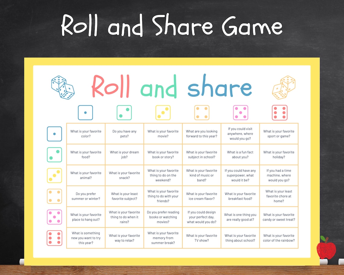 Roll and Tell Game, Dicebreaker for Kids, Back to School Icebreaker ...