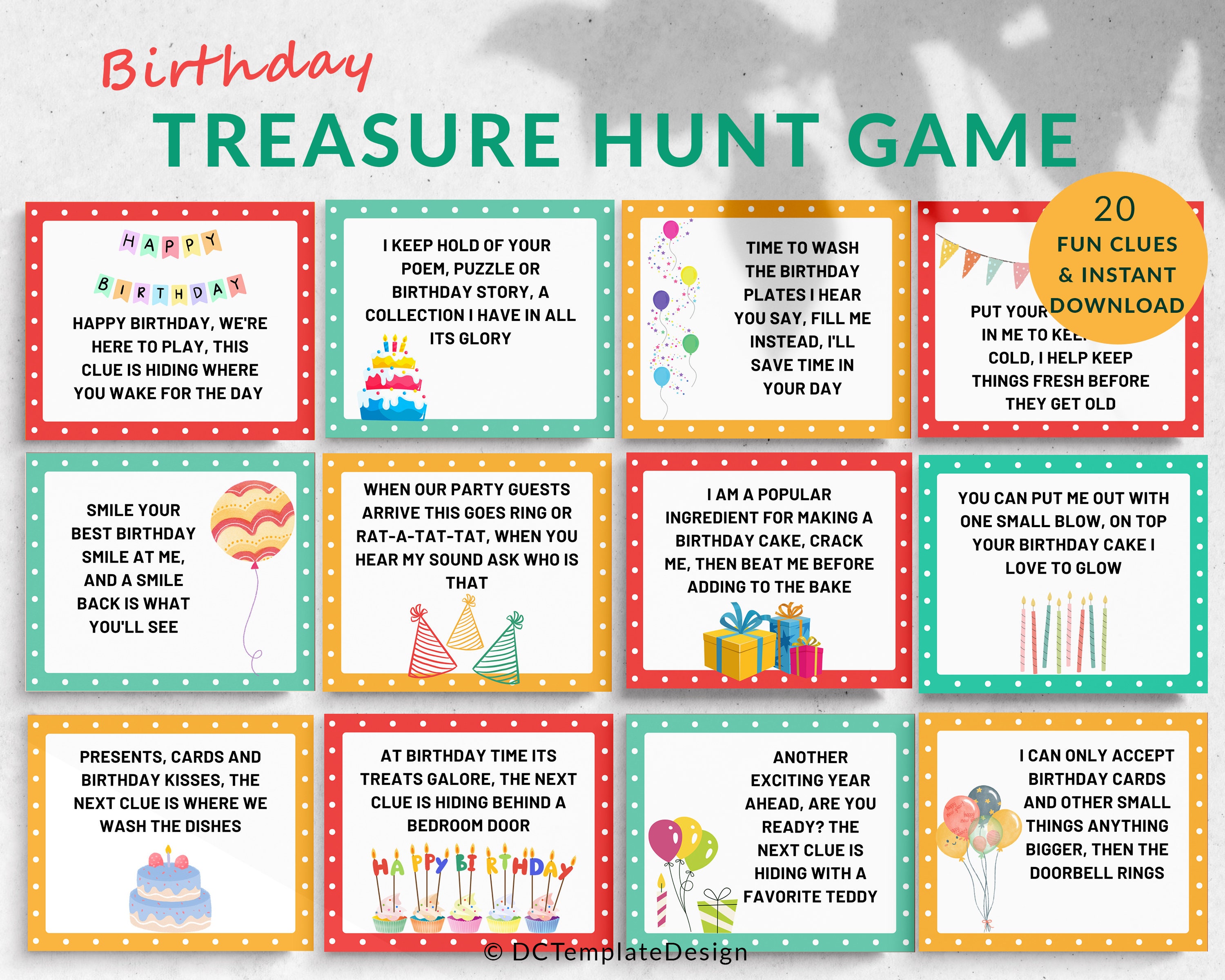Birthday Treasure Hunt Game Printable, Birthday Party Games Ideas ...