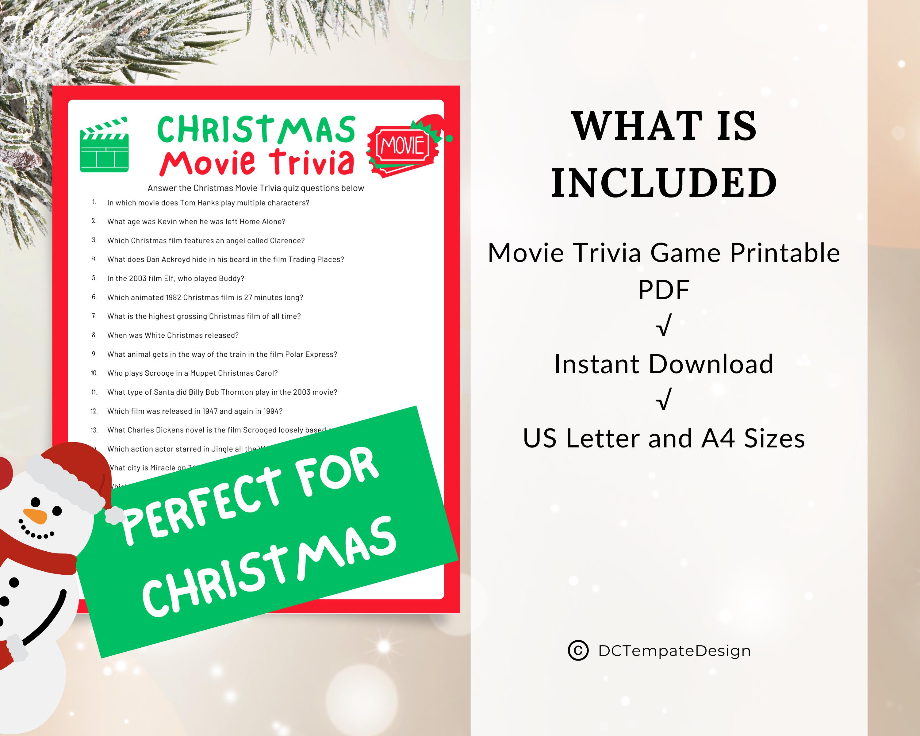 Christmas Movie Trivia Game, Christmas Party Game, Christmas Family ...