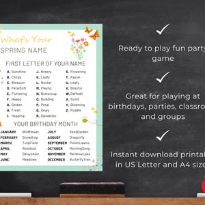 Spring Name Game, Whats Your Name Party Game, Spring Printable Game ...