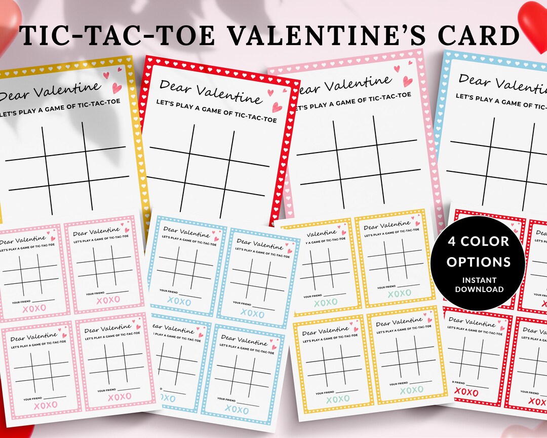 Tic Tac Toe Valentine Cards, Kids Valentine Cards, Tic Tac Toe ...