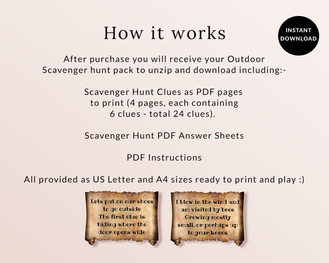 Outdoor Scavenger Hunt Clues Scavenger Hunt Game Fun Scavenger Hunt ...