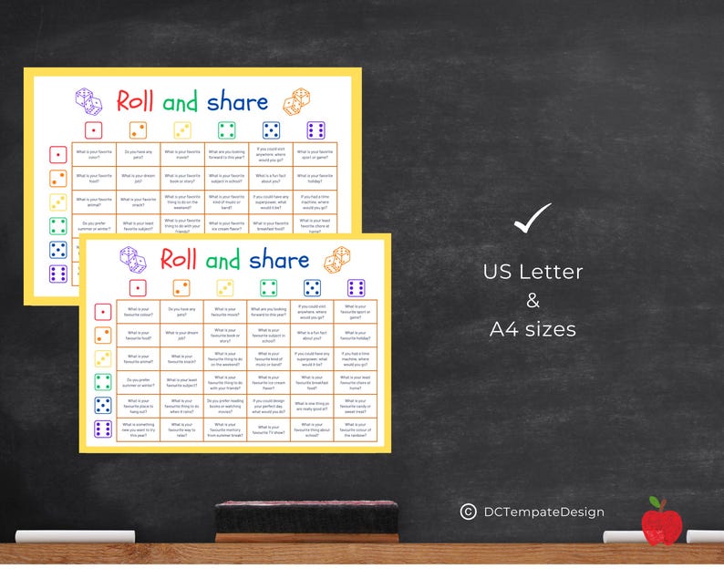 Back to School Roll and Share Game, Dicebreaker Game for Kids, Teacher ...