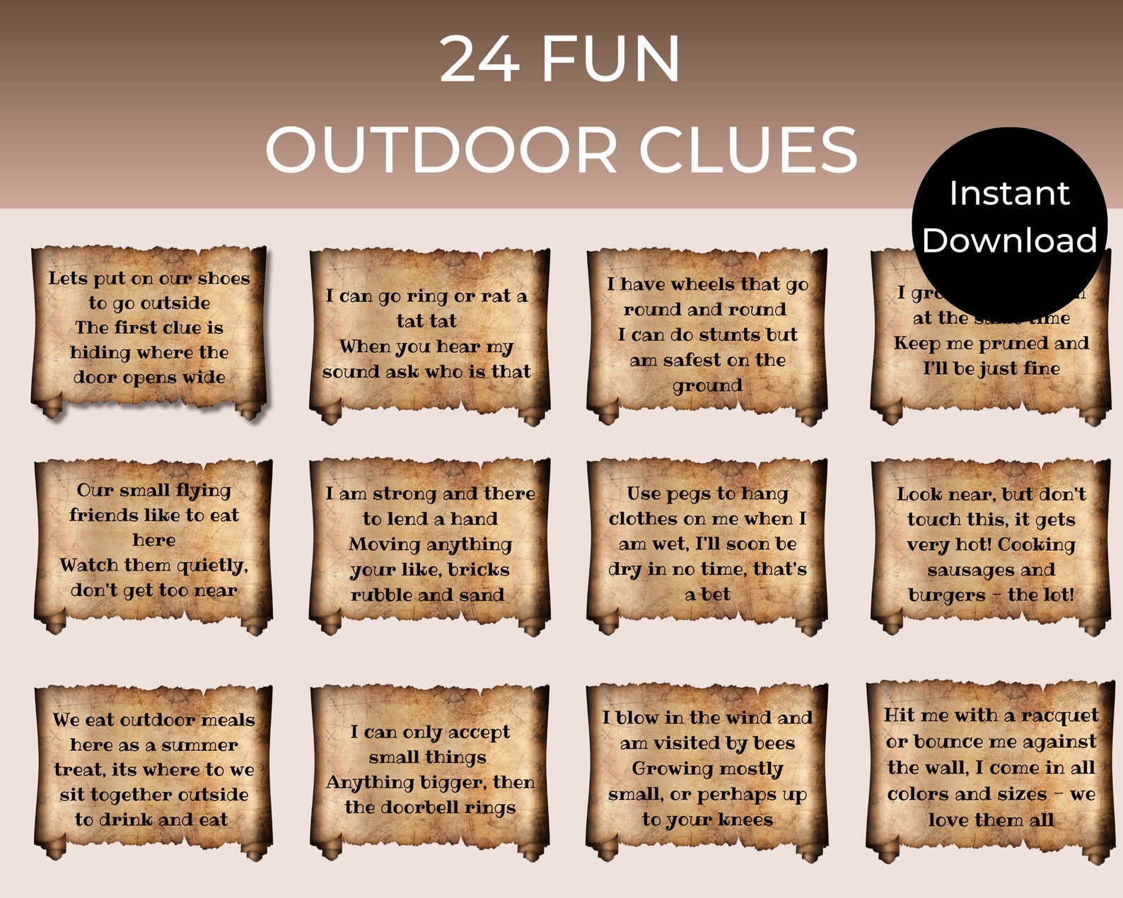 Outdoor Scavenger Hunt Clues Scavenger Hunt Game Fun Scavenger Hunt ...