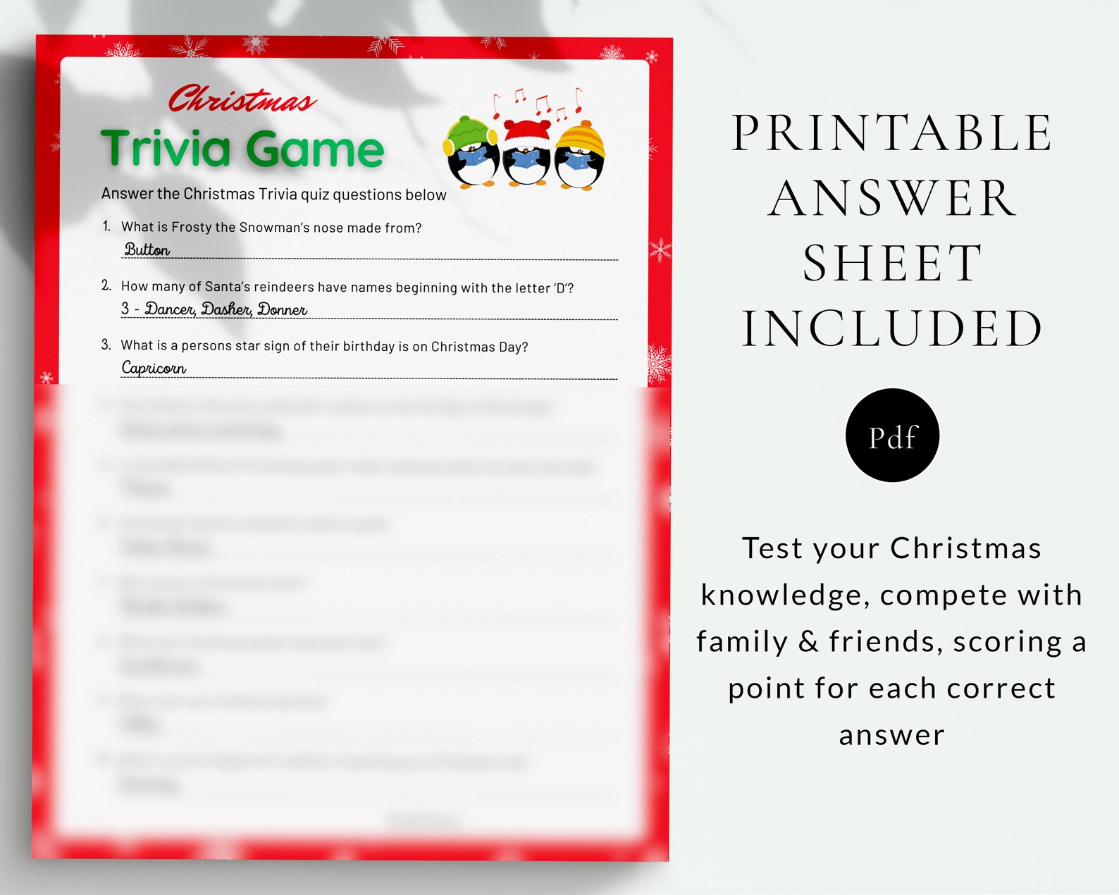Christmas Trivia Quiz Game, Christmas Games Kids, Family Christmas Quiz ...