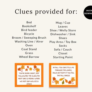 Fall Treasure Hunt for Kids Game, Treasure Hunt Clues for Kids ...
