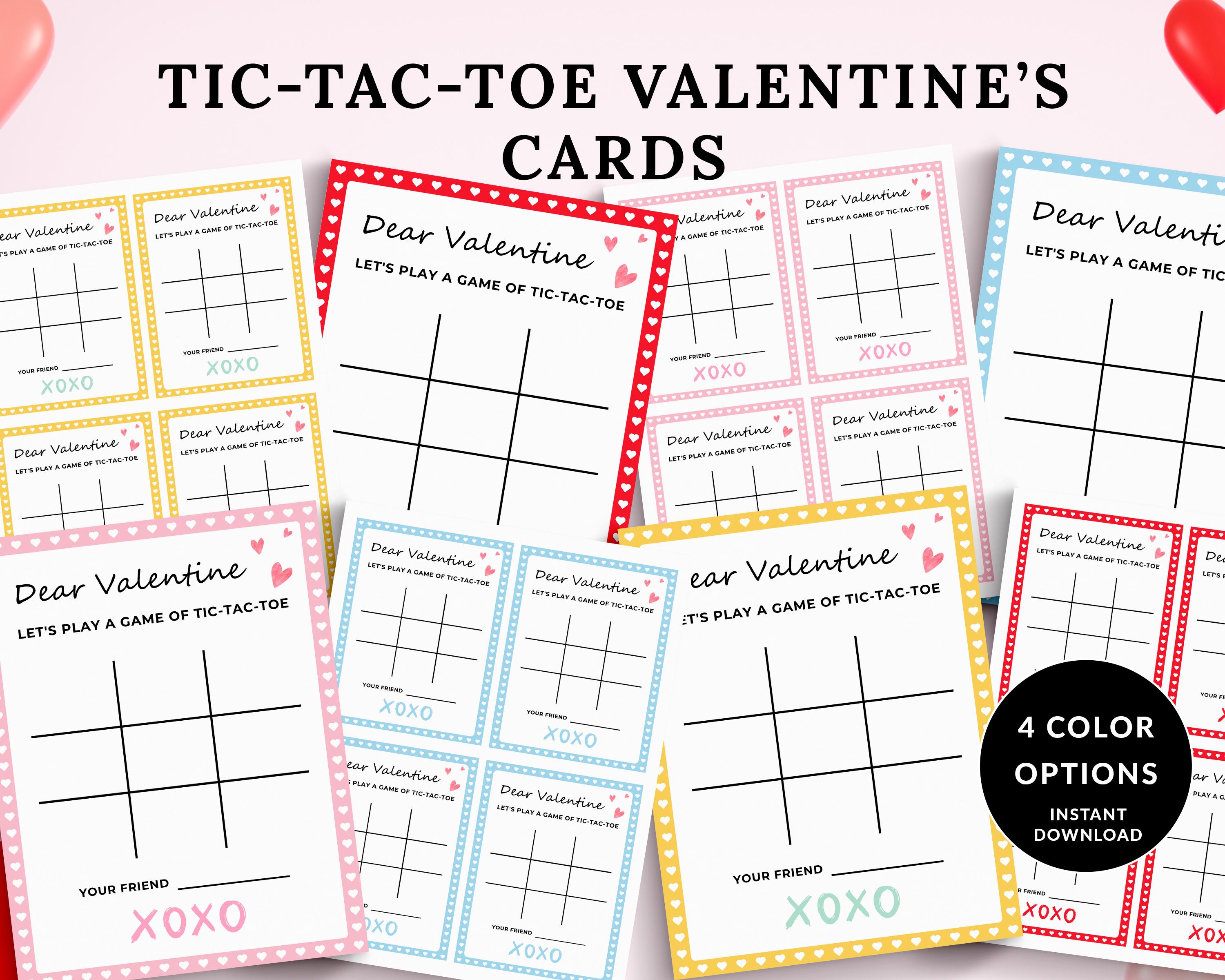 Tic Tac Toe Valentine Cards, Kids Valentine Cards, Tic Tac Toe ...