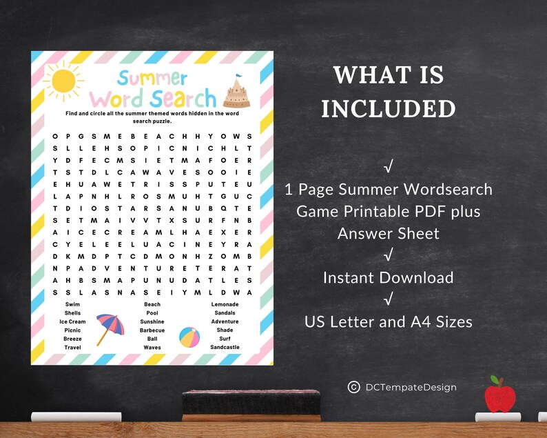 Summer Word Search for Kids, Summer Word Search Puzzle, Summer Activity ...