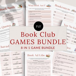 Book Club Games, Book Club Icebreaker Games, Printable Games for Book ...