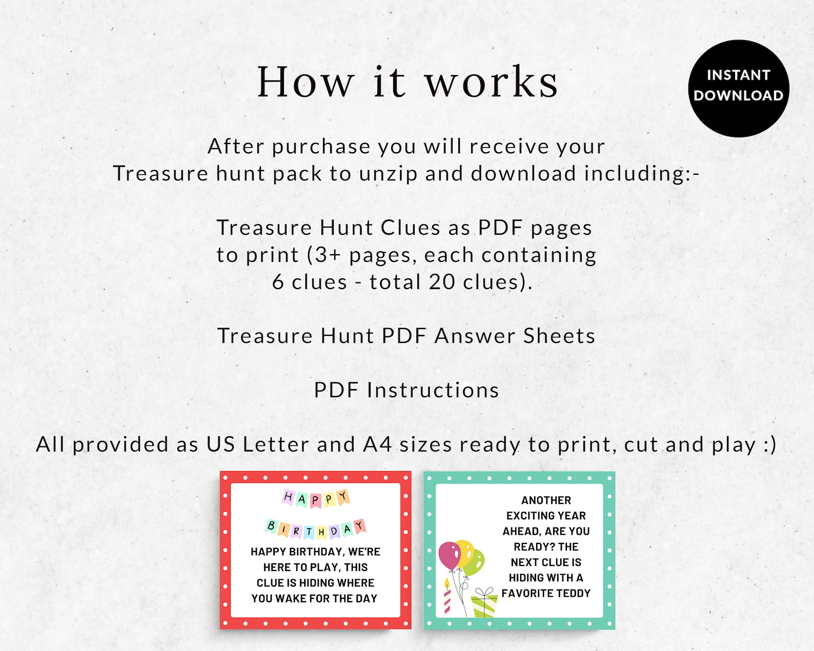 Birthday Treasure Hunt Game Printable, Birthday Party Games Ideas ...