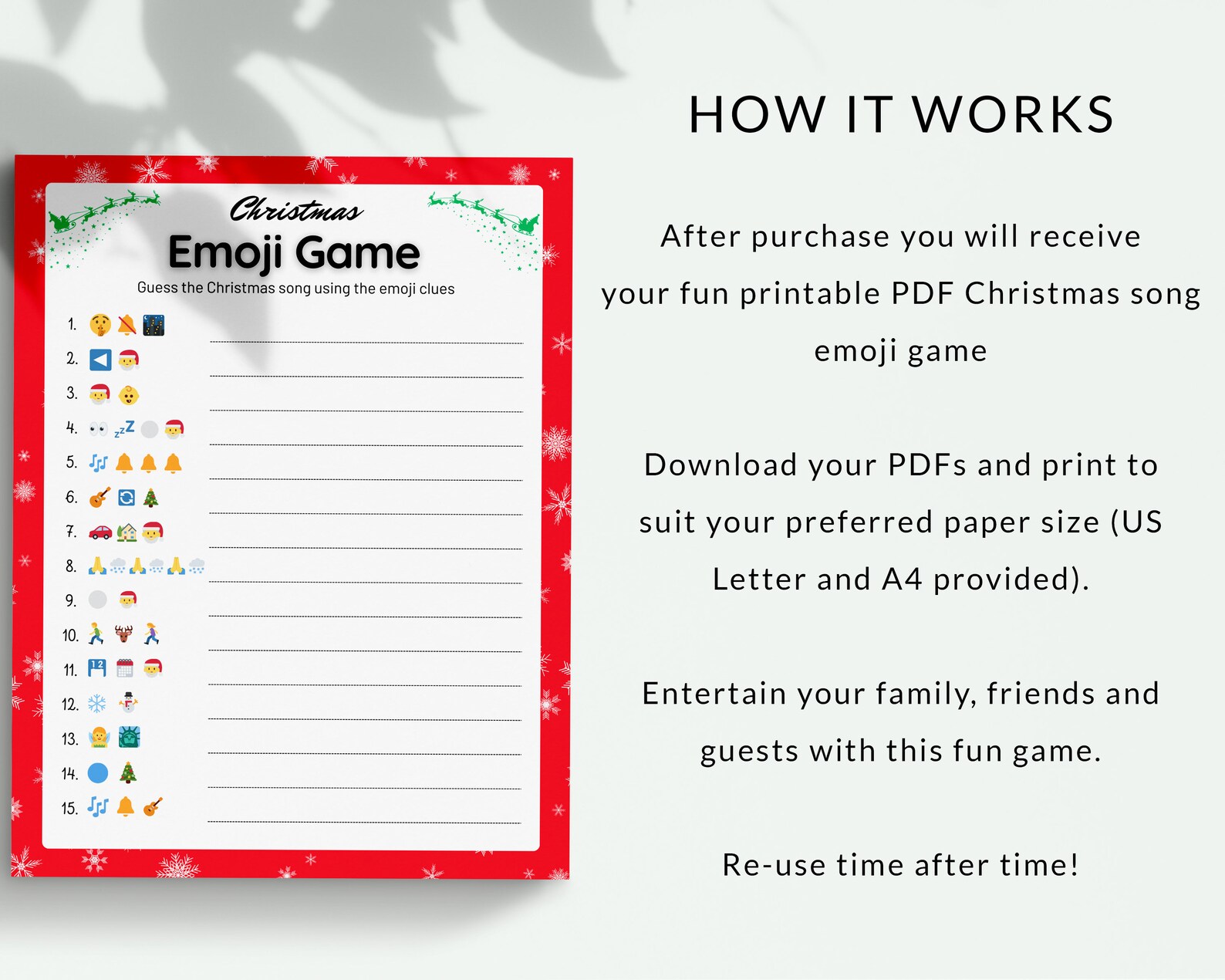 Christmas Emoji Pictionary Game, Christmas Songs Game, Printable ...
