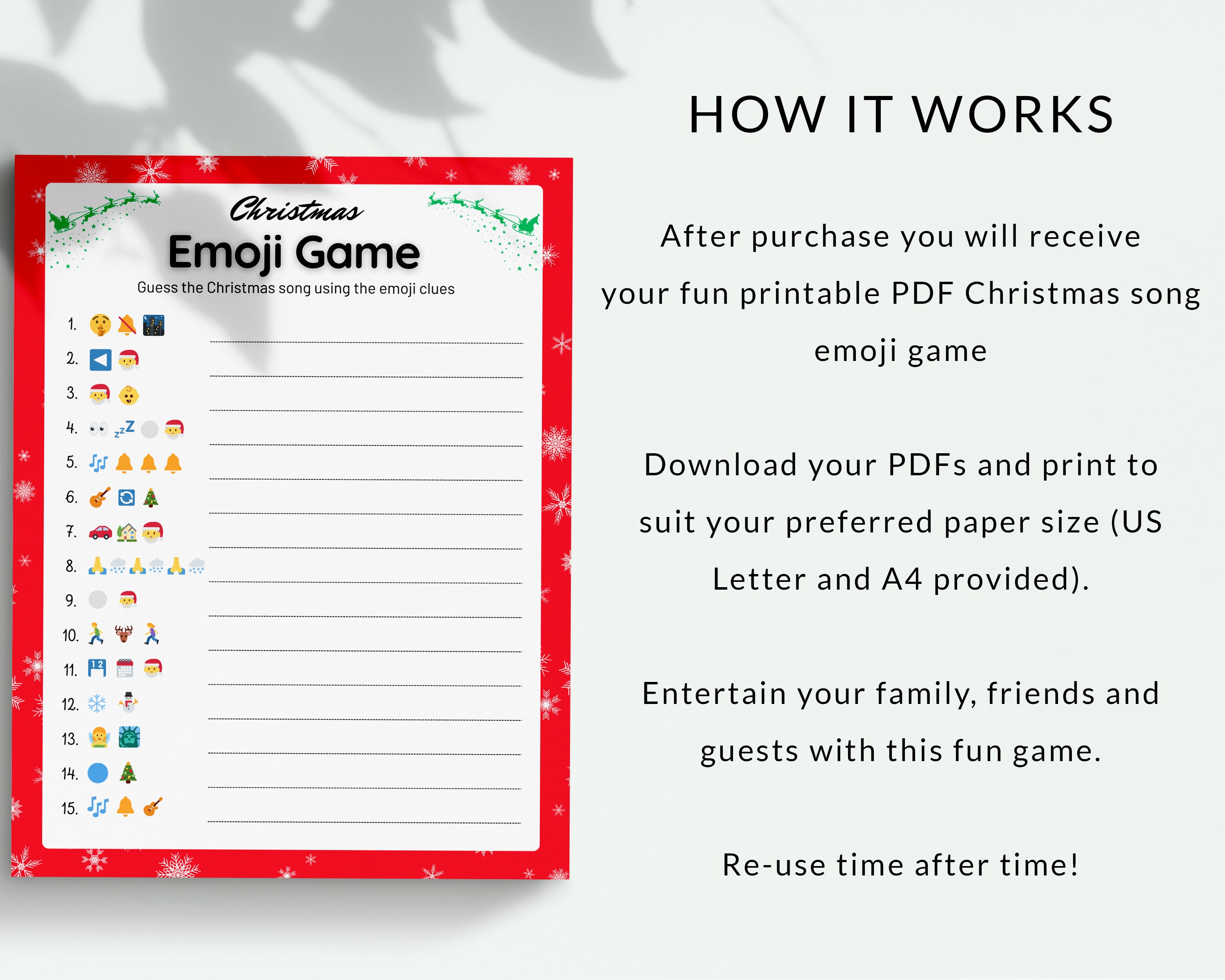 Christmas Emoji Pictionary Game, Christmas Songs Game, Printable ...