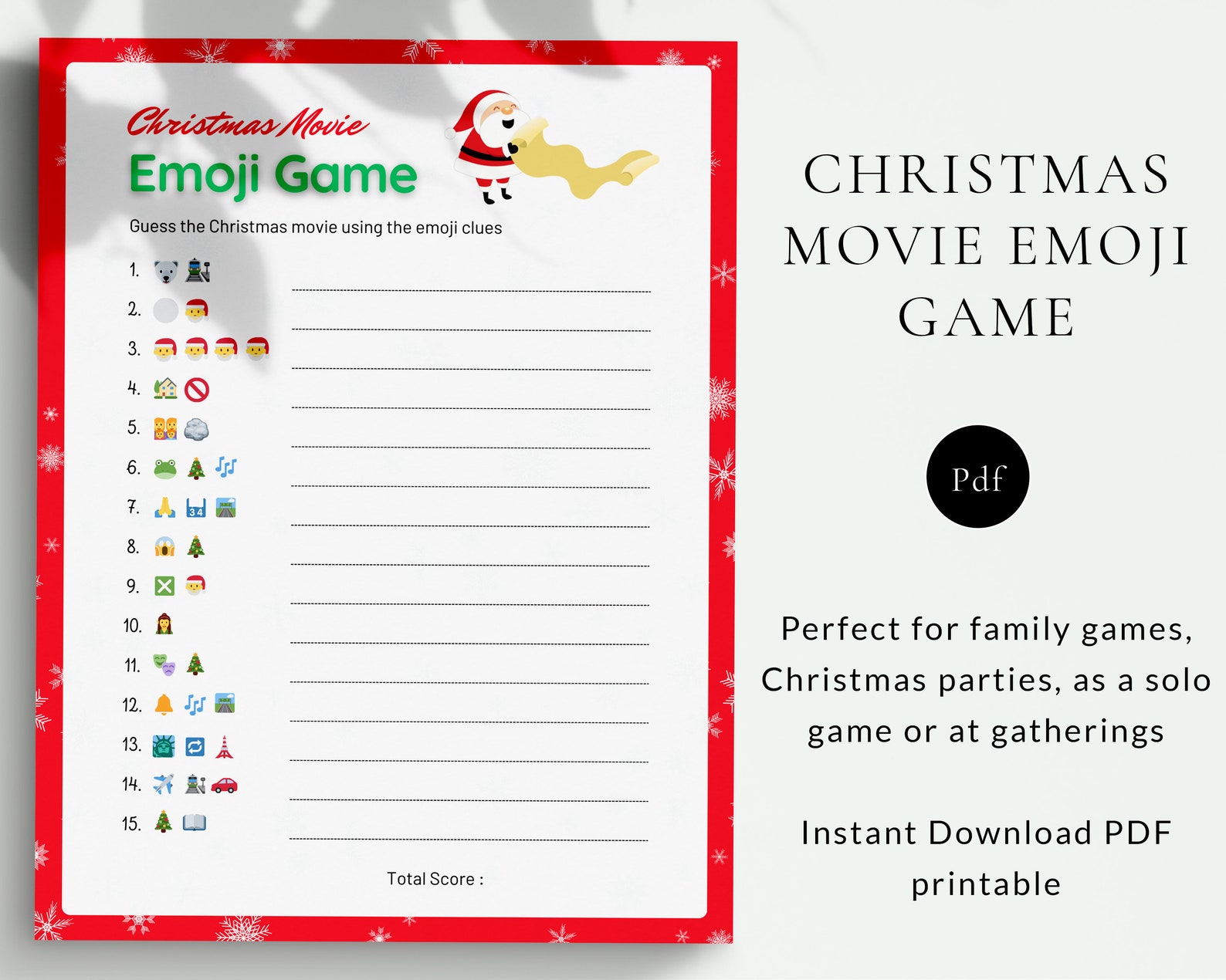 Christmas Movie Emoji Game Printable, Christmas Quiz Questions, Emoji ...