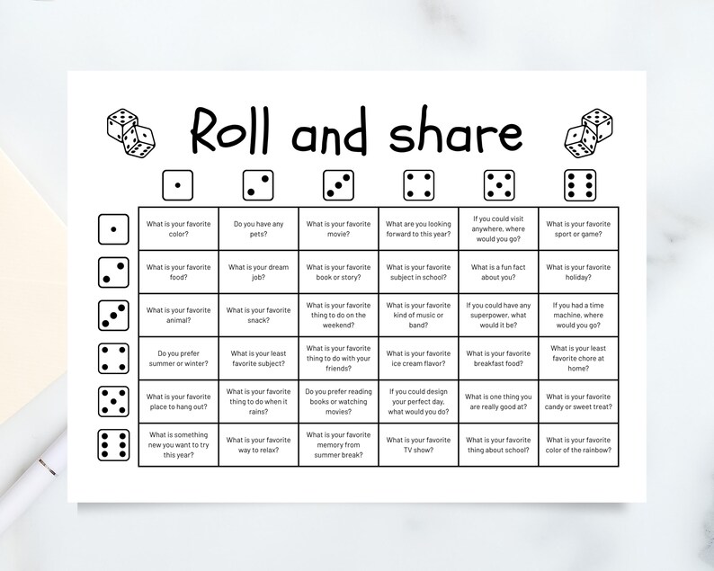Dicebreaker Roll and Tell Game, Back to School Icebreaker Activity for ...