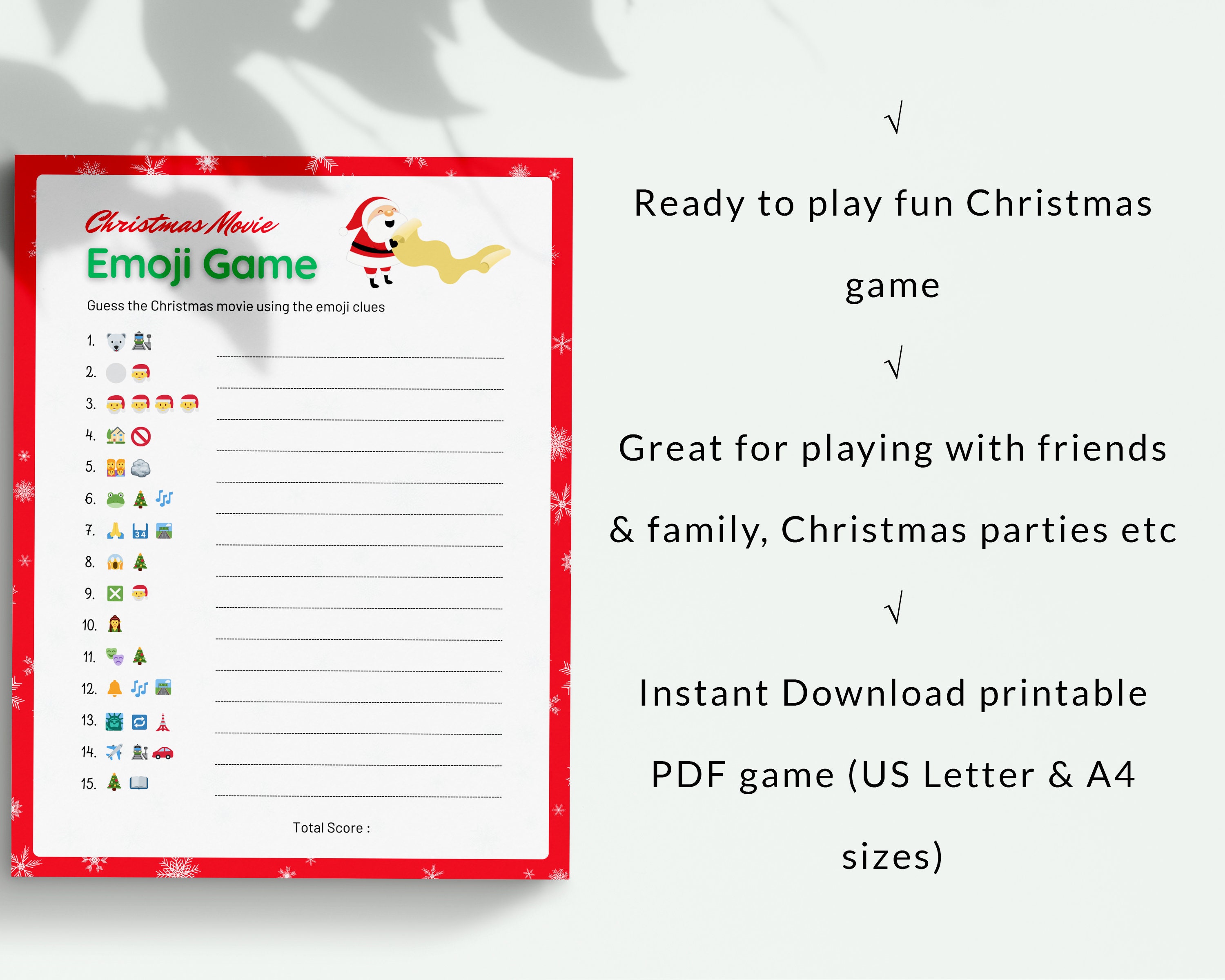 Christmas Movie Emoji Game Printable, Christmas Quiz Questions, Emoji ...