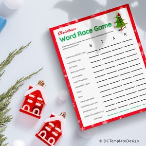 Word Race Christmas Game Scattergories Game Printable, Christmas Family ...