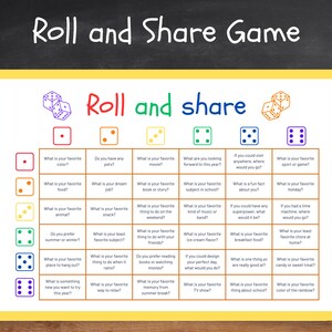 Back to School Roll and Share Game, Dicebreaker Game for Kids, Teacher ...
