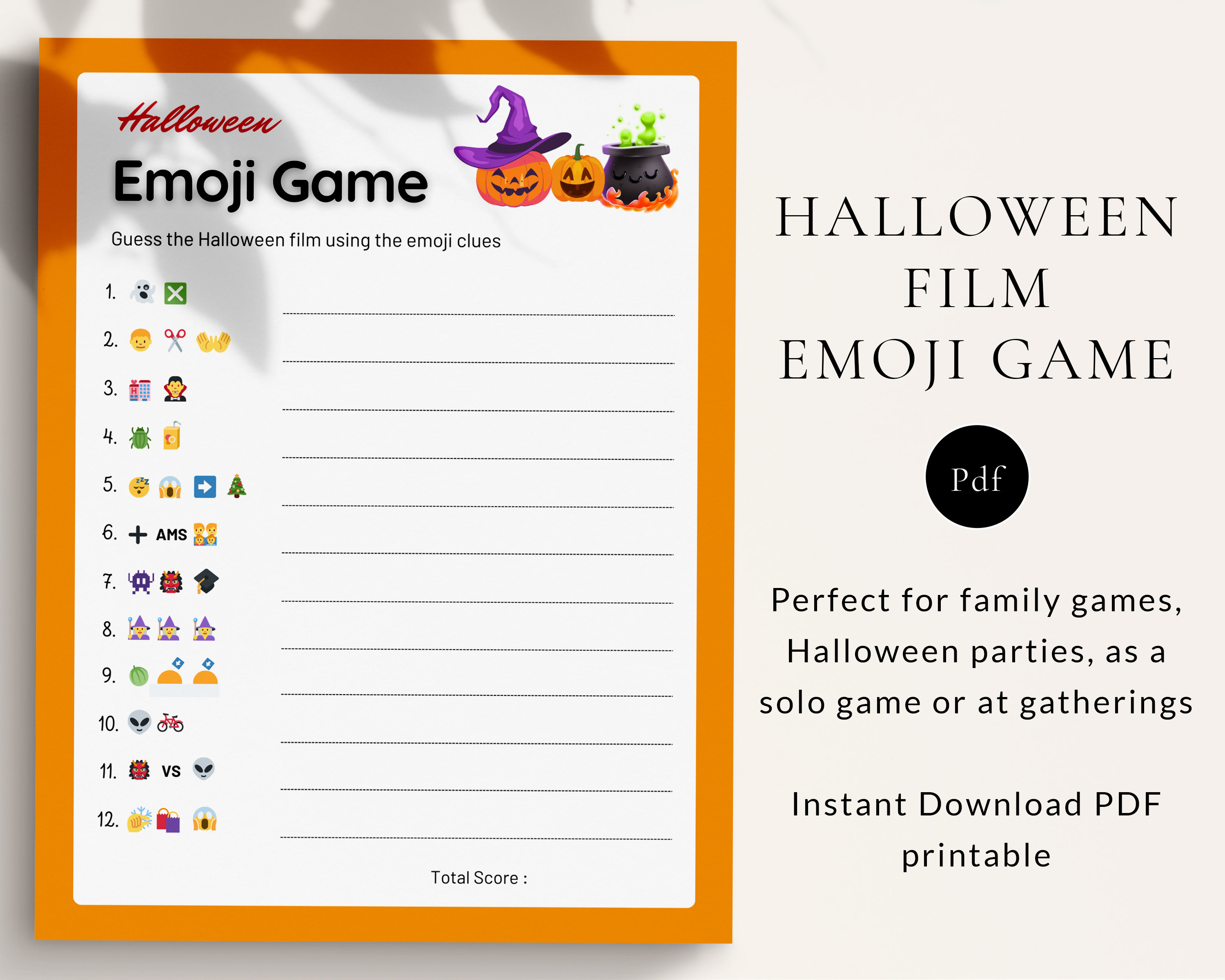 Halloween Emoji Game Sheet, Halloween Movie Quiz, Halloween Games for ...