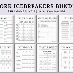 Work Icebreaker Games Bundle Printable Office Ice Breaker Games, Work ...