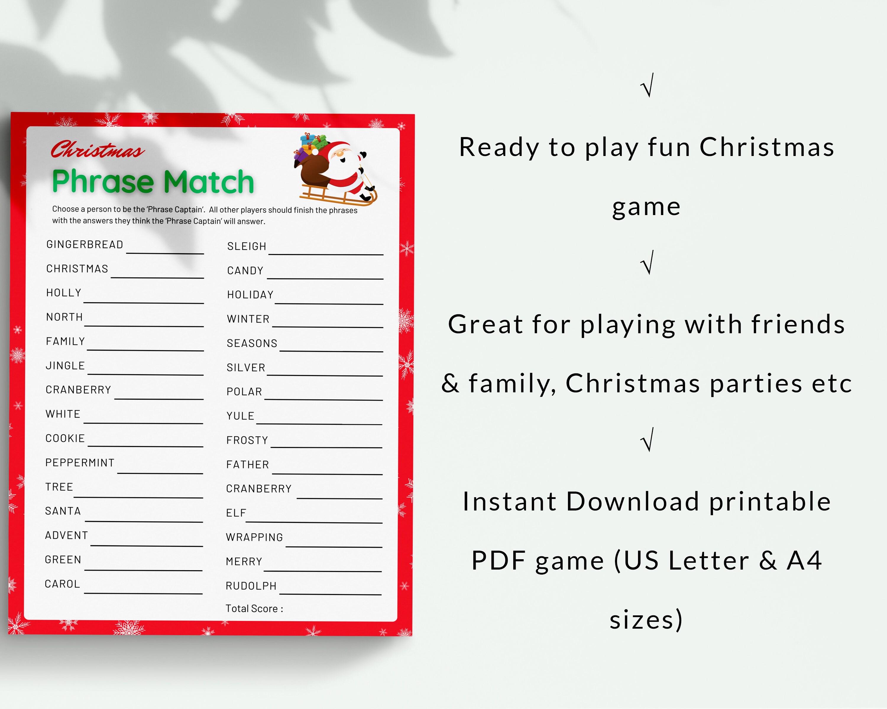 Christmas Game Printable, Christmas Family Activities, Christmas Party ...