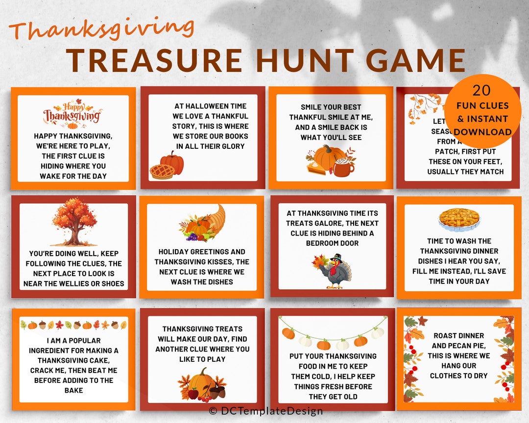 Thanksgiving Treasure Hunt Game, Family Party Activities Ideas (digital ...