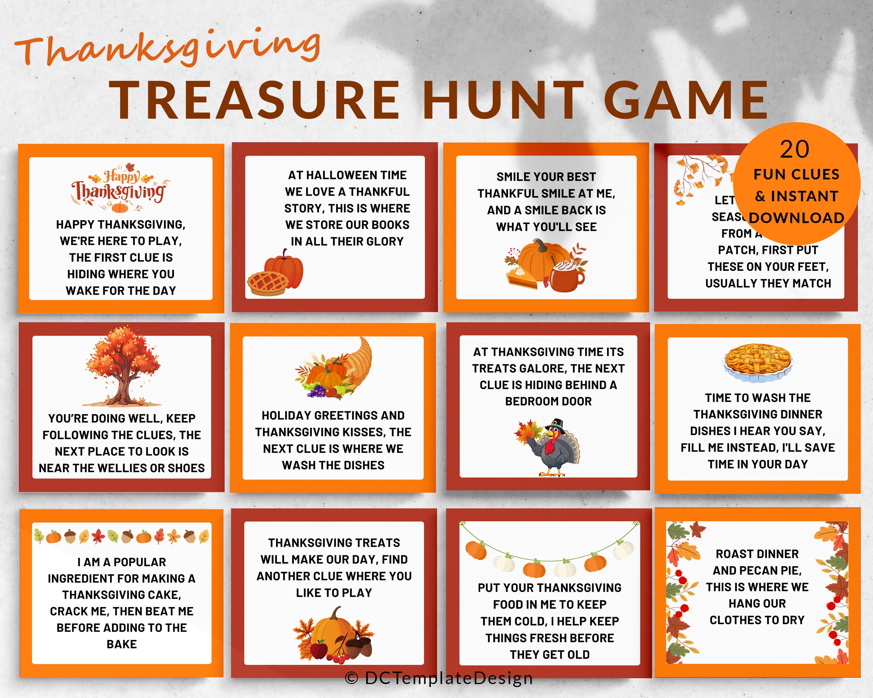 Thanksgiving Treasure Hunt Game Printable, Thanksgiving Party Games ...